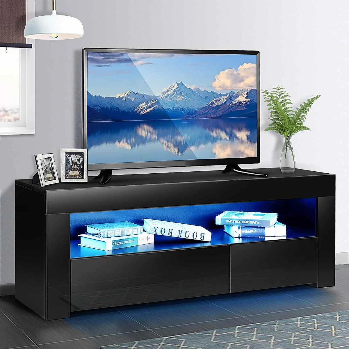 47 Inch Modern Rgb Led Tv Stands With Drawer Cabinet Storage Organizer ...