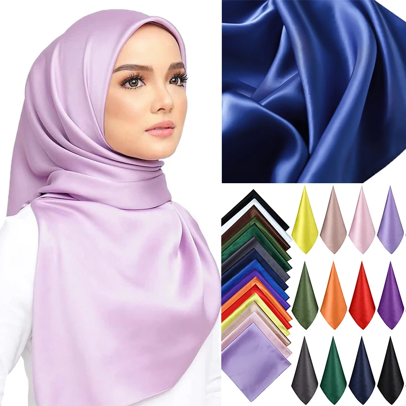 High-Quality-90-90cm-Square-Silk-Scarf-Female-Plain-Shawls-and-Wrap ...