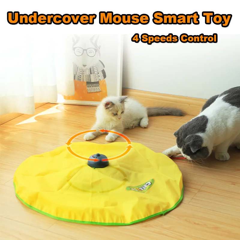 4 Speeds Smart Cat Toys Electric Motion Undercover Mouse Fabric Moving ...
