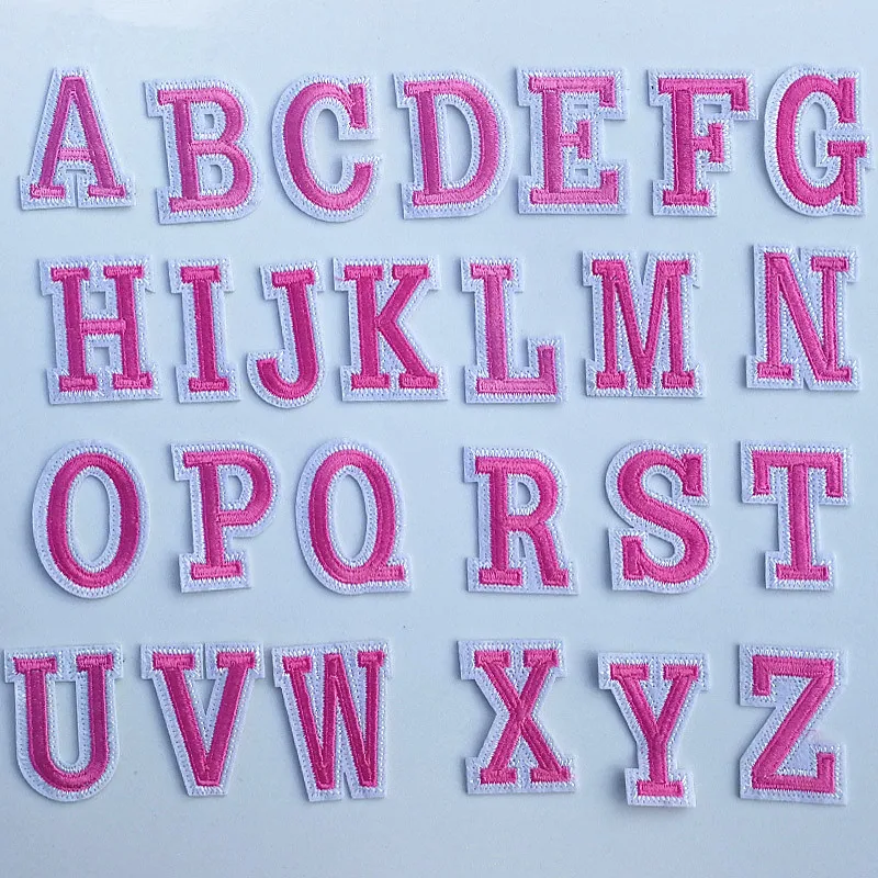PINK English Letter Patches For kid jeans Clothing DIY Stripes Stickers ...