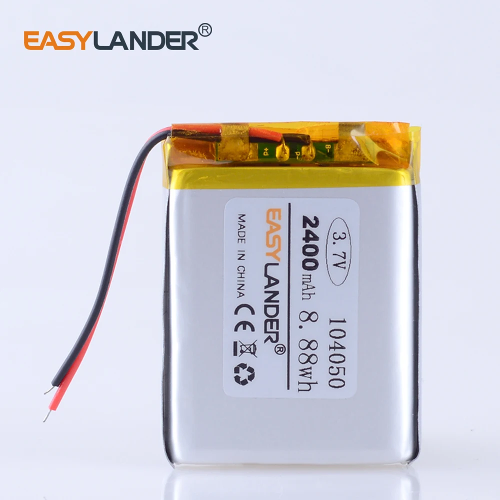 Rechargeable 3.7V 2400mAh Li-Po Battery 104050 Lithium Polymer Battery ...