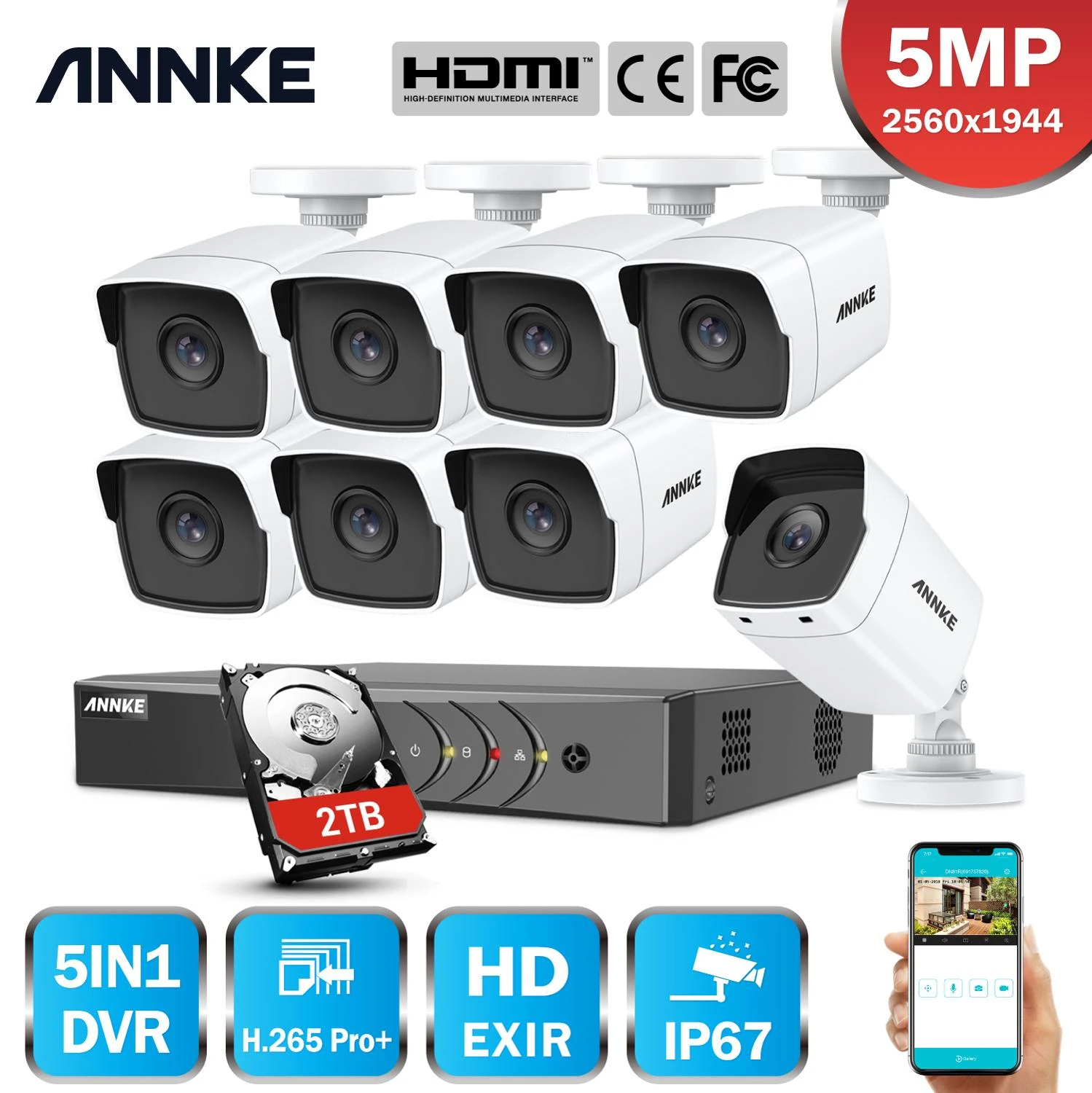 Annke 8ch 5mp Ultra Hd Cctv Camera System 5in1 H.265+ 5mp Lite Dvr 5mp ...