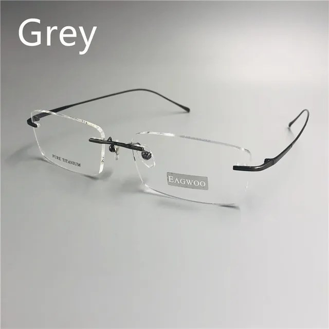 Pure Titanium Eyeglasses Rimless Optical Frame Prescription Spectacle ...