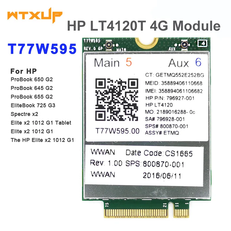 Used-lt4120-X5-LTE-T77W595-796928-001-4G-WWAN-M-2-150Mbps-LTE-Modem-For ...