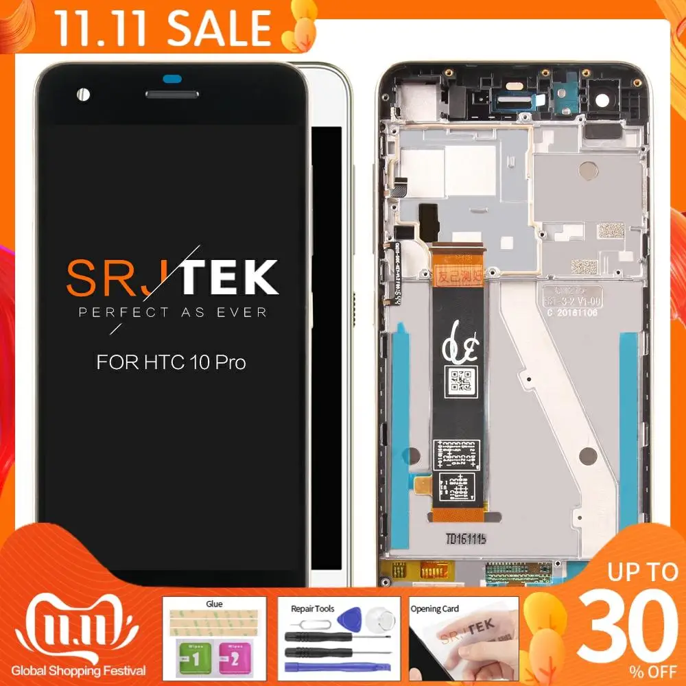 Tela lcd original 5.5 "ips para htc 10 pro d10w, painel de vidro touch ...