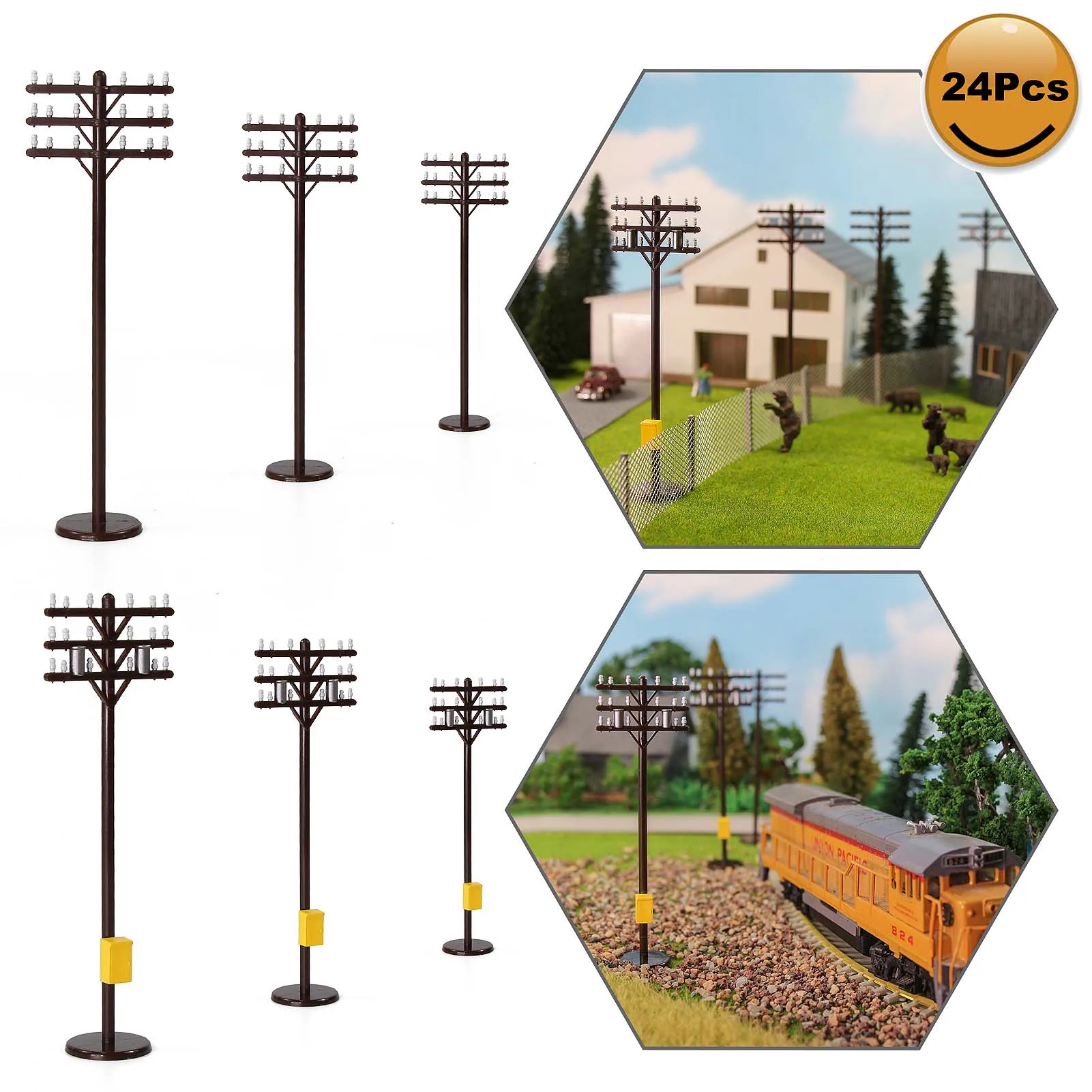 Evemodel-24pcs-HO-Scale-Telegraph-Poles-1-87-Power-Poles-10-5cm ...