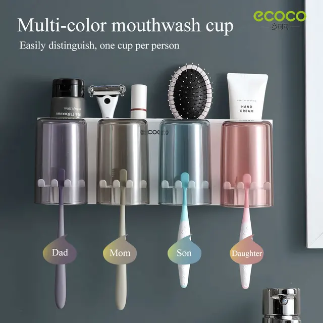 ECOCO Wall Mount Toothbrush Holder Automatic Toothpaste Squeezer ...