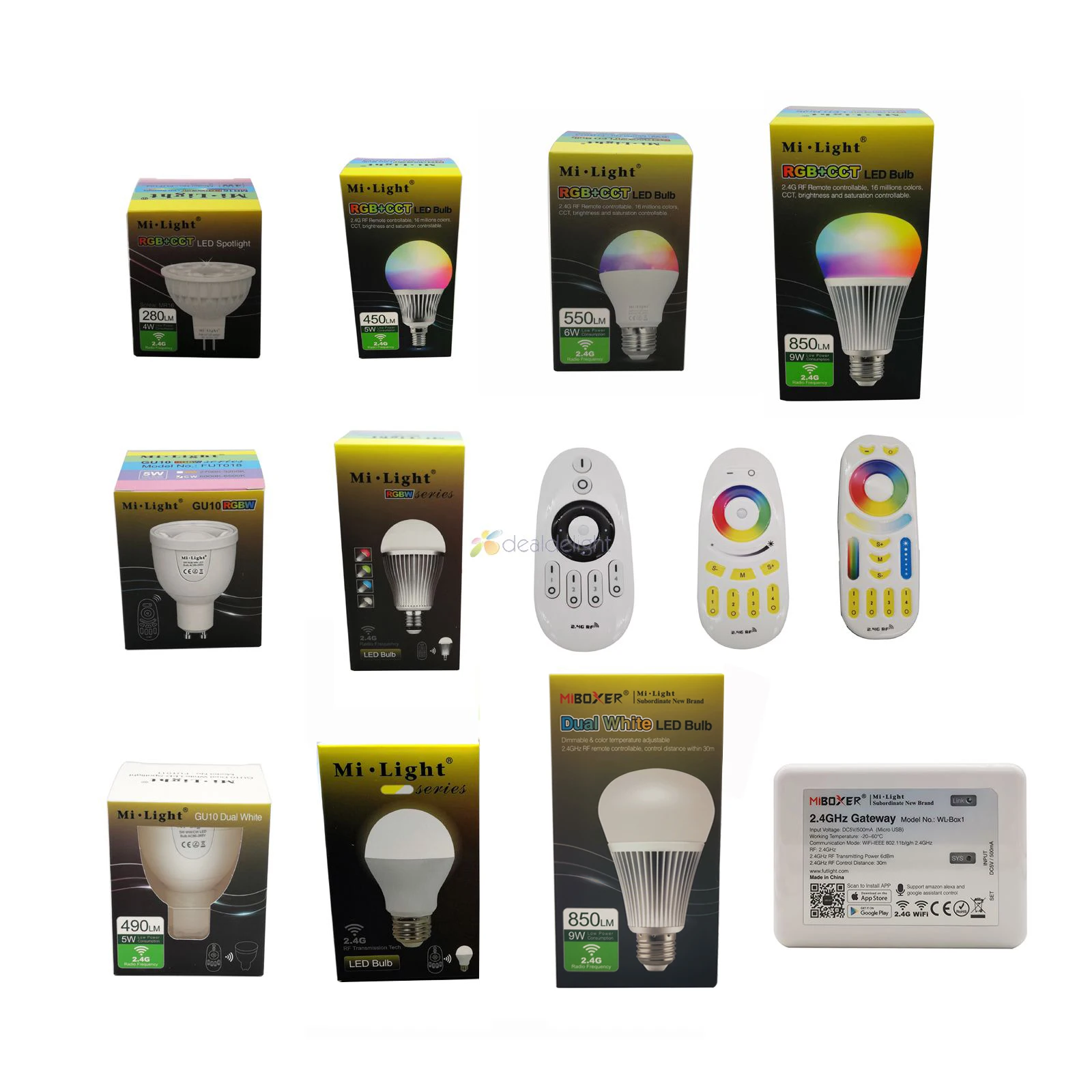 Milight 2.4G Led Bulb MR16 GU10 E14 E27 Led Lamp 4W 5W 6W 9W 12W CCT ...