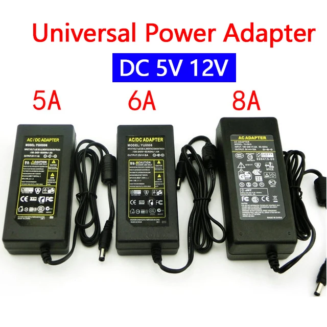 12V Power Adapter 12 V Supply DC 12V 5V 5A 6A 8A DC 220v To AC 12V 5 V ...