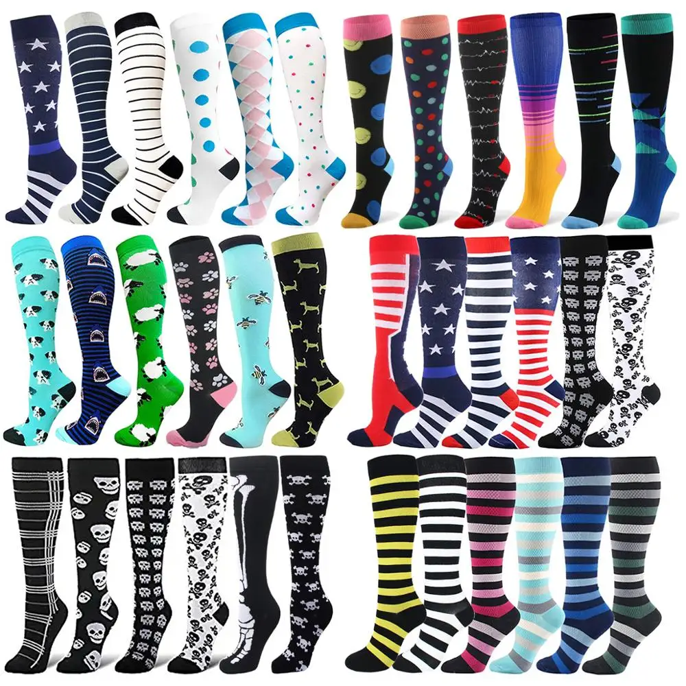HUAYASX 6 Pairs/Lot Compression Socks Stripes Dots Colorful Animals ...