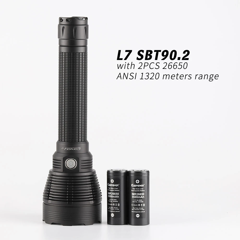 Convoy L7 Sbt90.2 26650 Flashlight 1320 Meters Range, With 2pcs 26650 ...