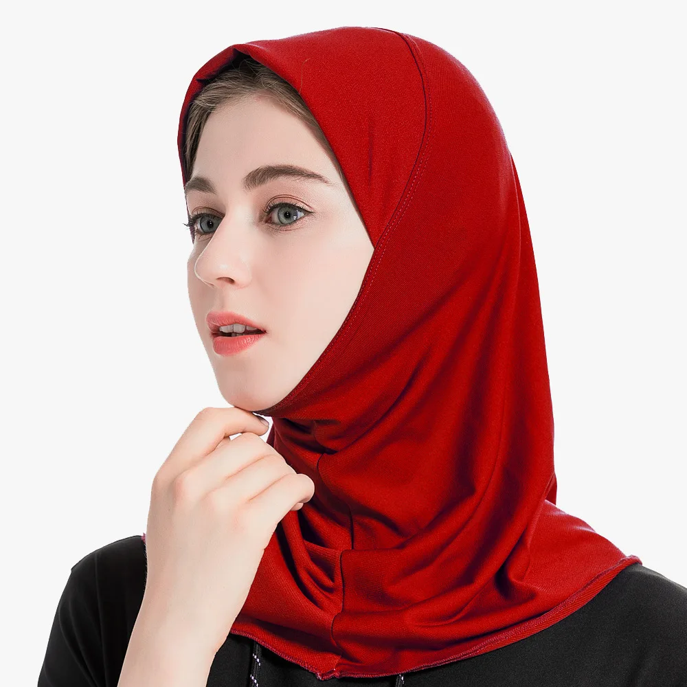 Trendy Solid Color Muslim Female Turban Islamic Wrap Hijab Underscarf ...
