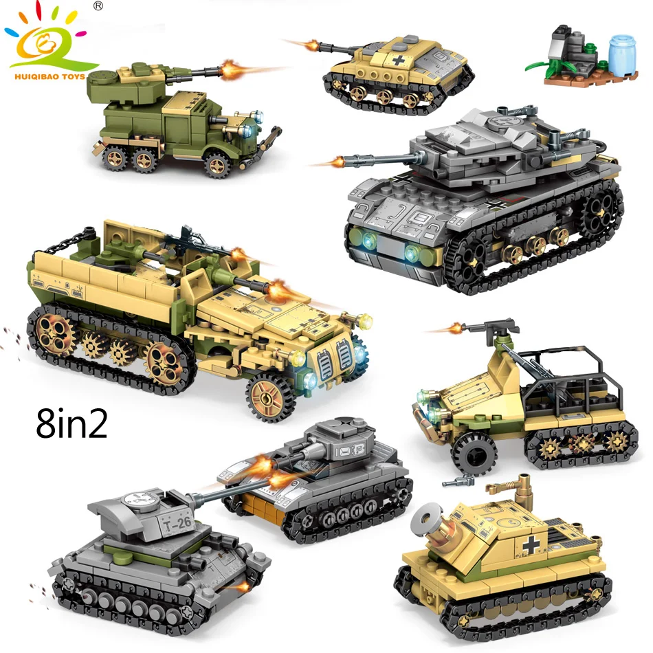 1061Pcs Tank Military WW2 Chariot Toys Building Blocks Legoing Weapons ...