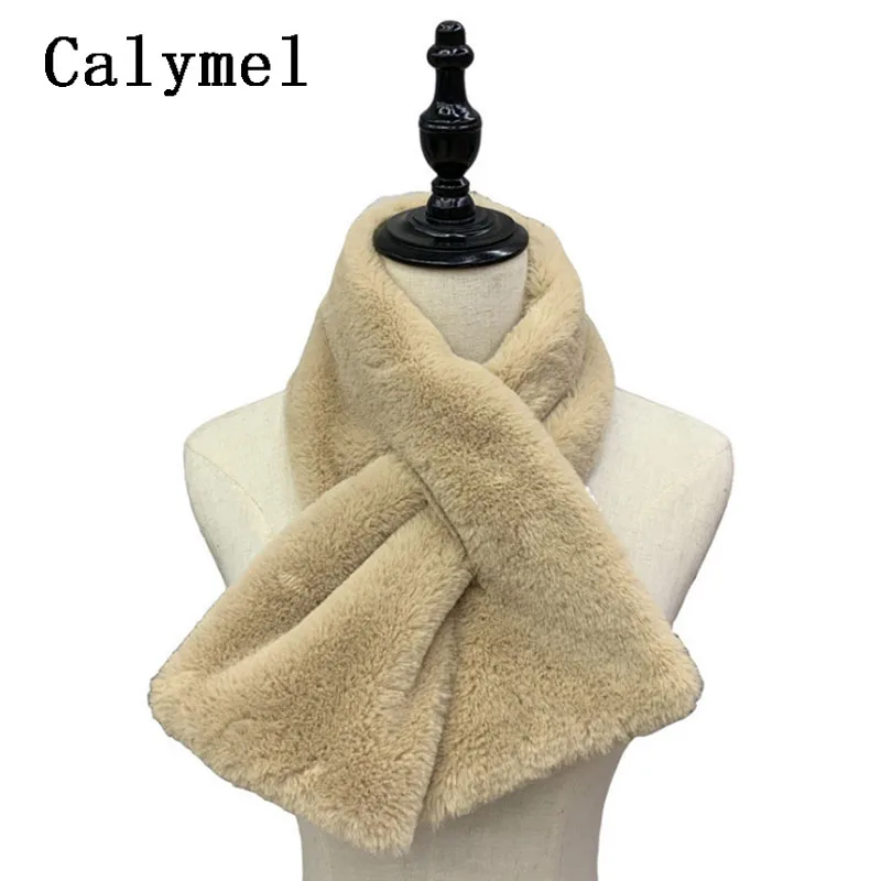 Calymel Simple moda invierno Imitación Piel de conejo pañuelo color ...
