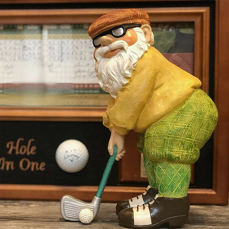15cm-Resin-Golf-Gnome-Sculpture-Dwarf-Art-Statues-Waterproof-Home ...