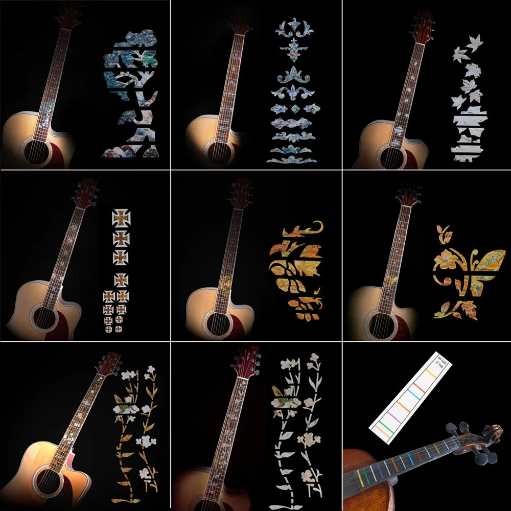 14-Styles-Cross-Inlay-Decals-Fretboard-Sticker-For-Electric-Acoustic ...