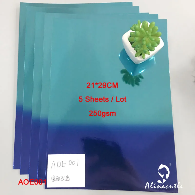 5-sheets-Mirror-Double-Color-Blue-Cardstock-A4-250gsm-Paper ...