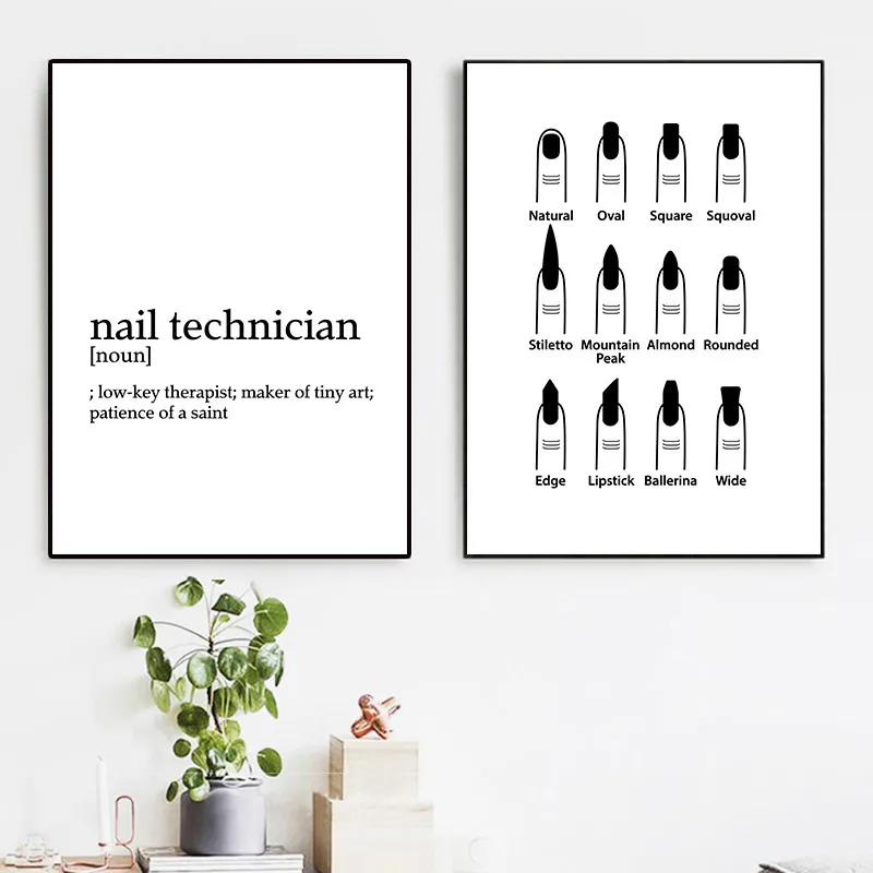 Black-White-Fashion-Nail-Technician-Art-Canvas-Painting-Poster-Prints ...