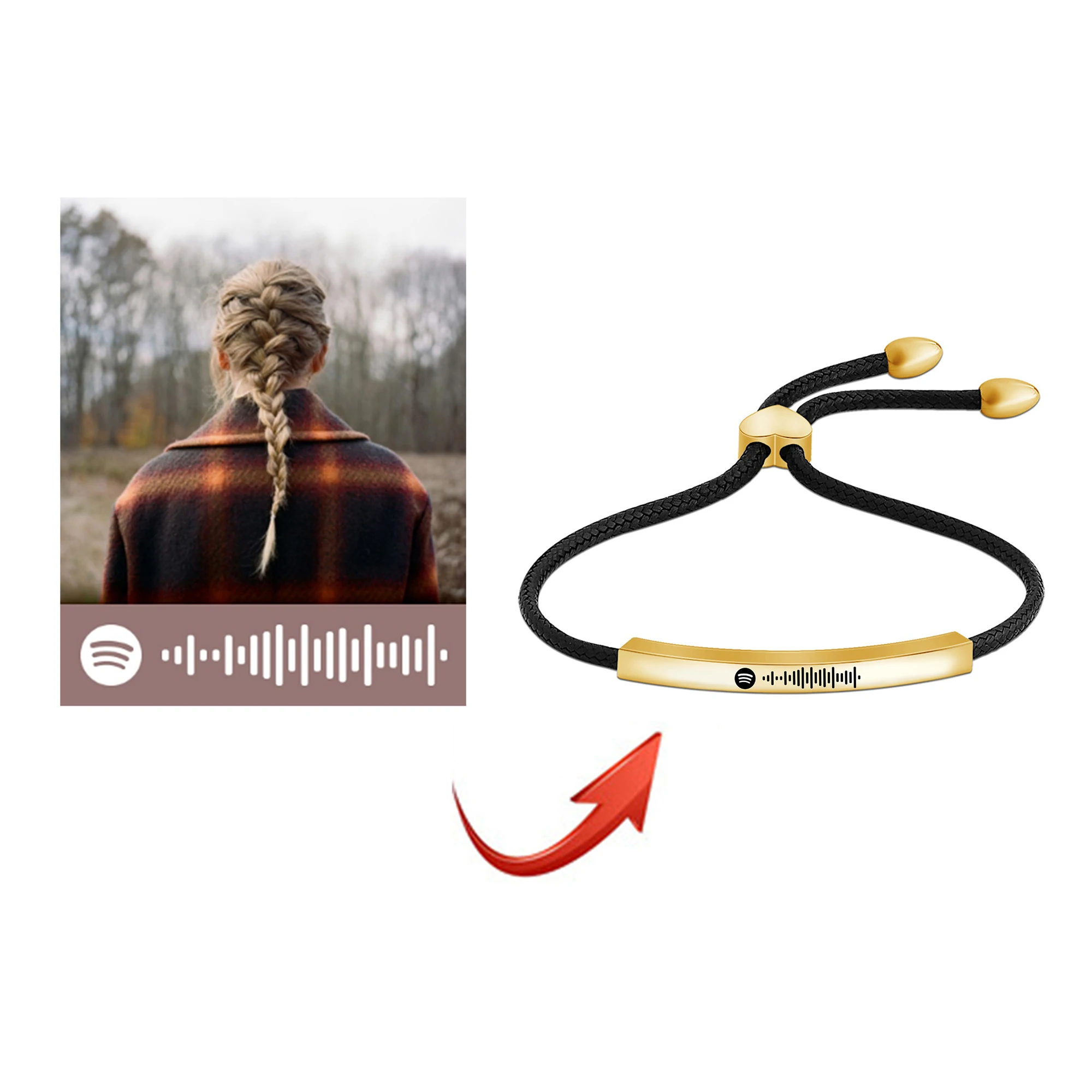 Custom Music Spotify Scan Code Bracelet Women Men Handmade Rope ...