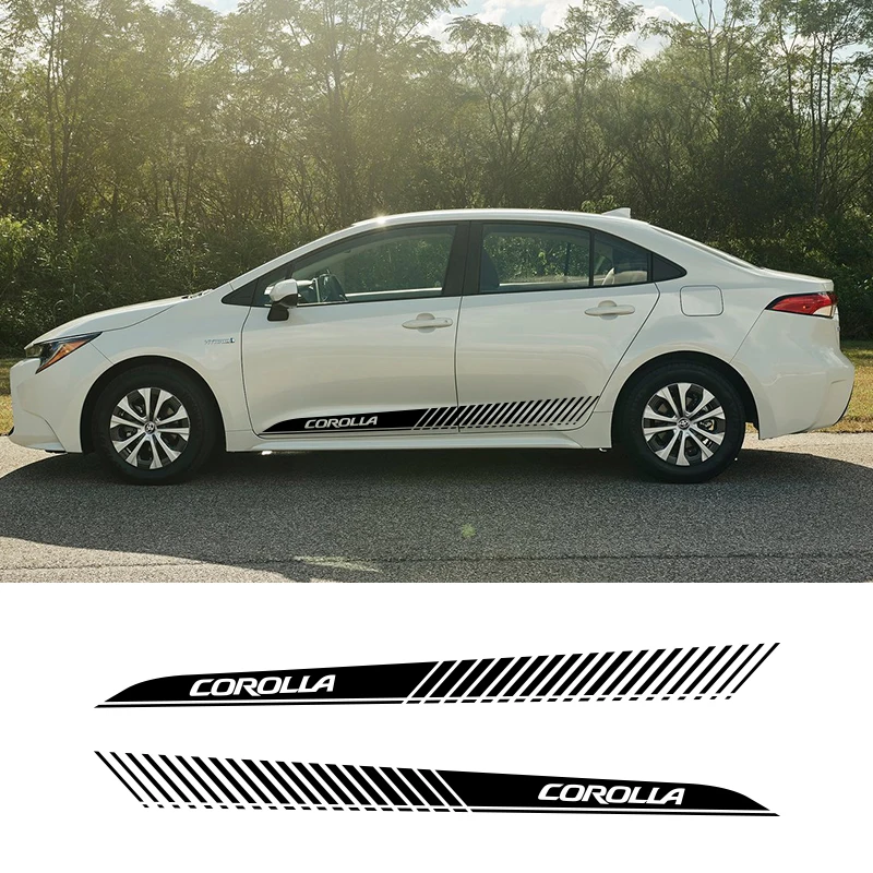2 Pcs Vinyl Side Decals Stripes Wraps Body Stickers Car Styling For ...