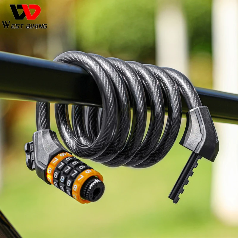 WEST BIKING Bike Cable Lock MTB Road Bike Anti-theft Safety Password ...
