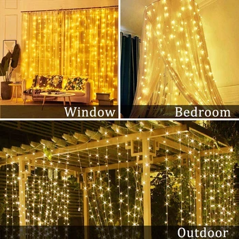 USB 3M LED Curtain Christmas Fairy String Lights with Remote Control ...