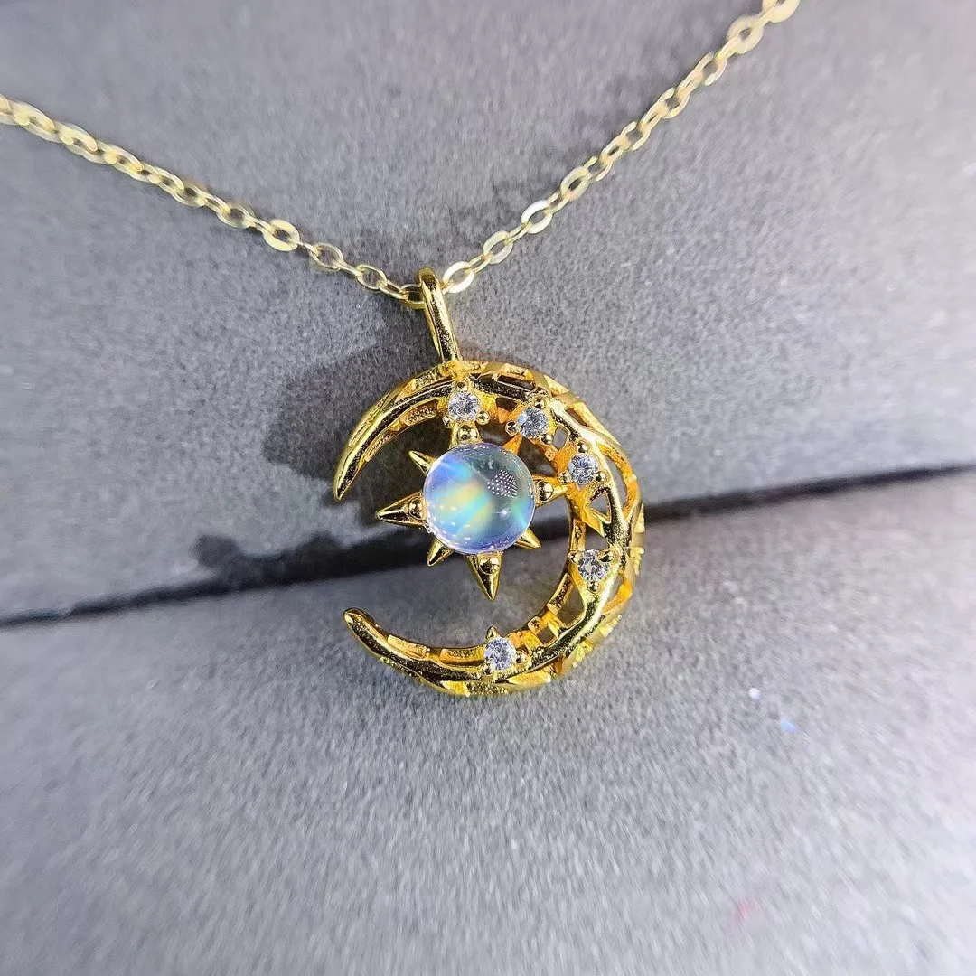 Moonstone Moon Necklace