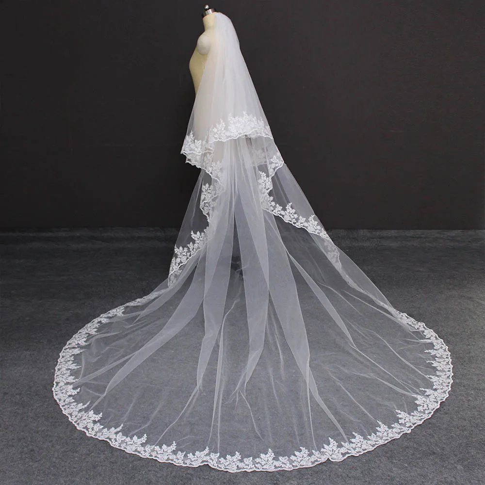 Lace-Cathedral-2-Layers-Wedding-Veil-3-Meters-2T-Cover-Face-Bridal-Veil ...