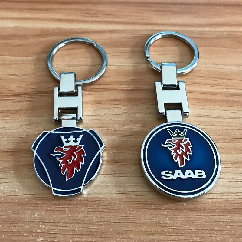 High quality metal Shield style key ring for saab scania emblem 93 9 3 ...