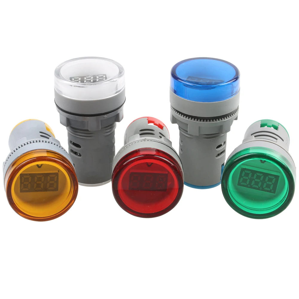 1PC 22MM AC 60 500V LED Voltmeter Voltage Meter Indicator Pilot Light ...