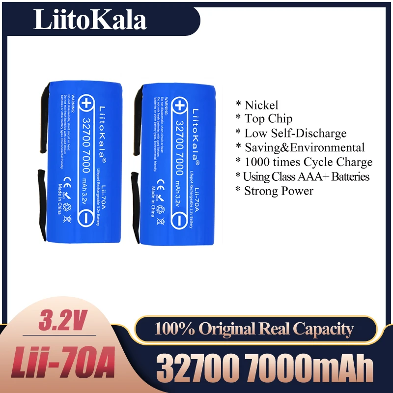 Liitokala 3.2v 32700 7000mah 6500mah Lifepo4 Battery 35a Continuous ...