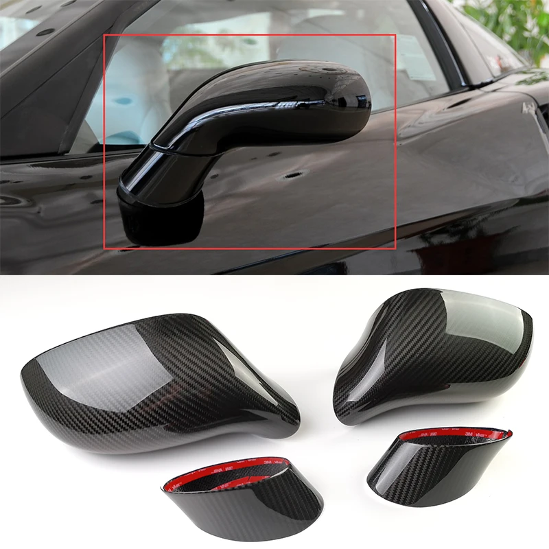 4pcs Real Dry Carbon Fiber Car Side Rear View Mirror Cap Shell Cover ...