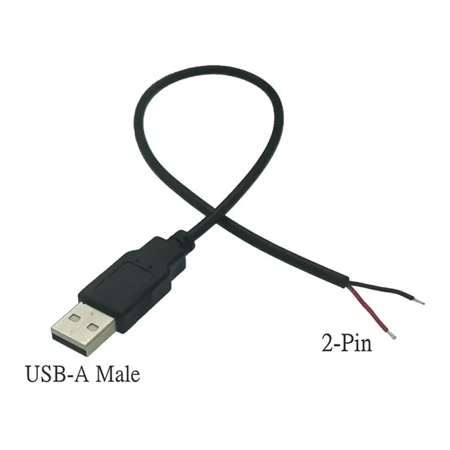 0.3m/1m/2m Power Supply Cable 2 Pin USB 2.0 A Female Male 4 Pin Wire ...