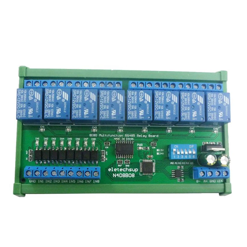 Dc 12V 24V 10A 8 Bemeneti Kimenet Rs485 Relay Modbus Rtu Protokoll ...