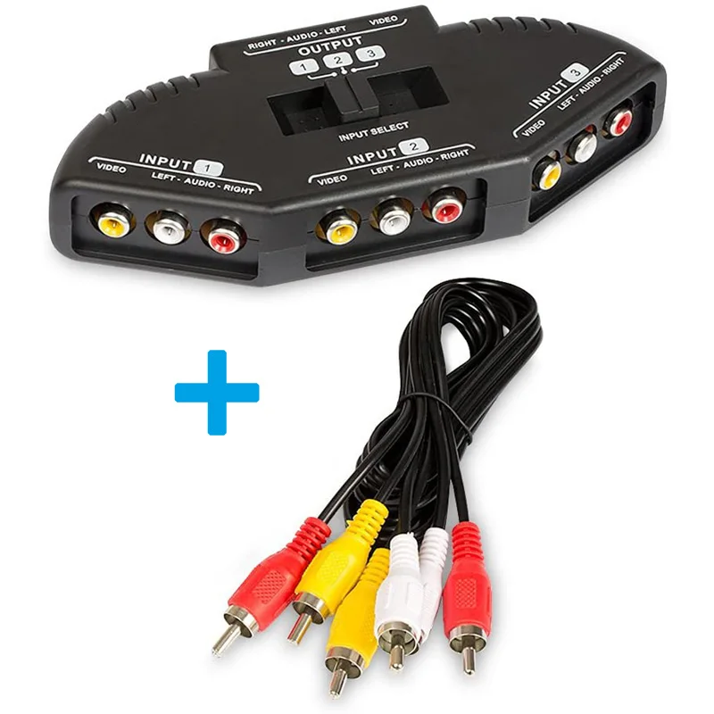 RCA-Splitter-with-3-Way-Audio-Video-RCA-Switch-Box-RCA-Cable-for ...