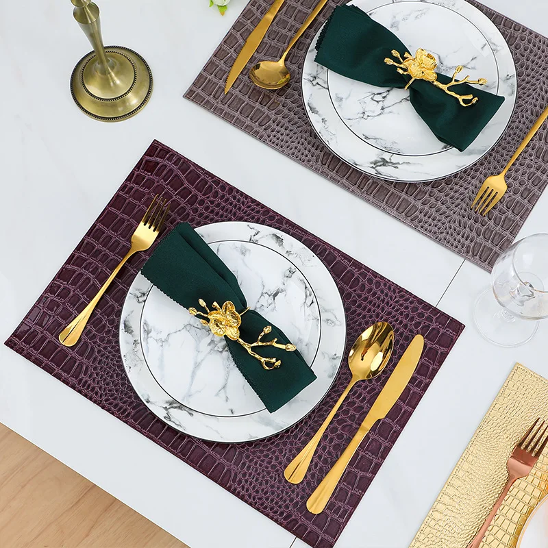 Placemat European Style PU Leather Crocodile Pattern Table Mat ...