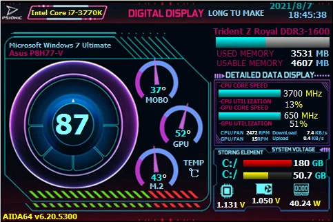 3.5 Inch IPS LCD Monitor Display With RGB Breathing Light AIDA64 ...