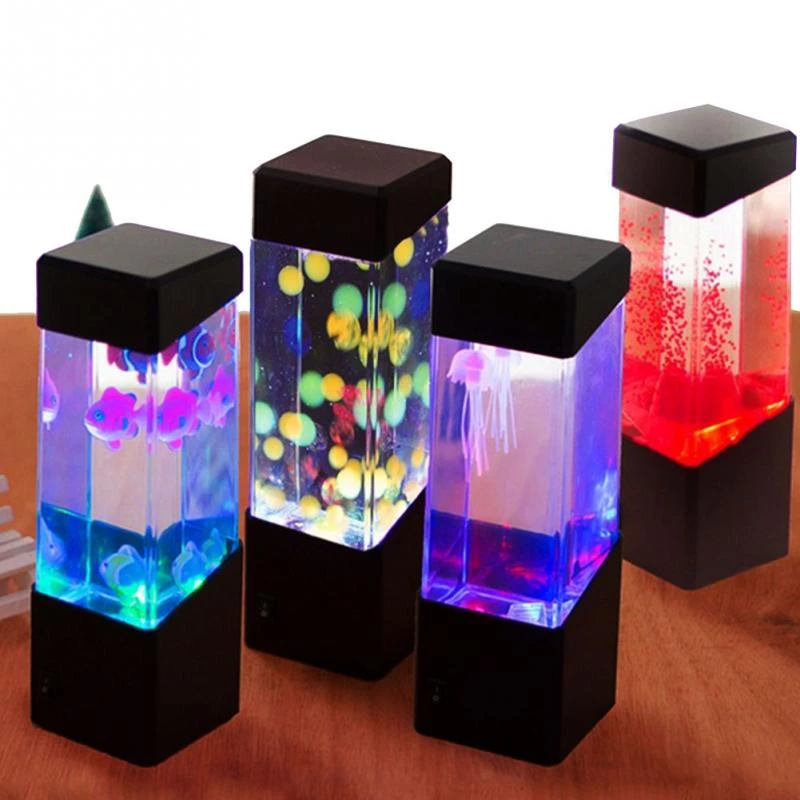 Led Jellyfish Tank Night Light Color Changing Table Lamp Aquarium ...