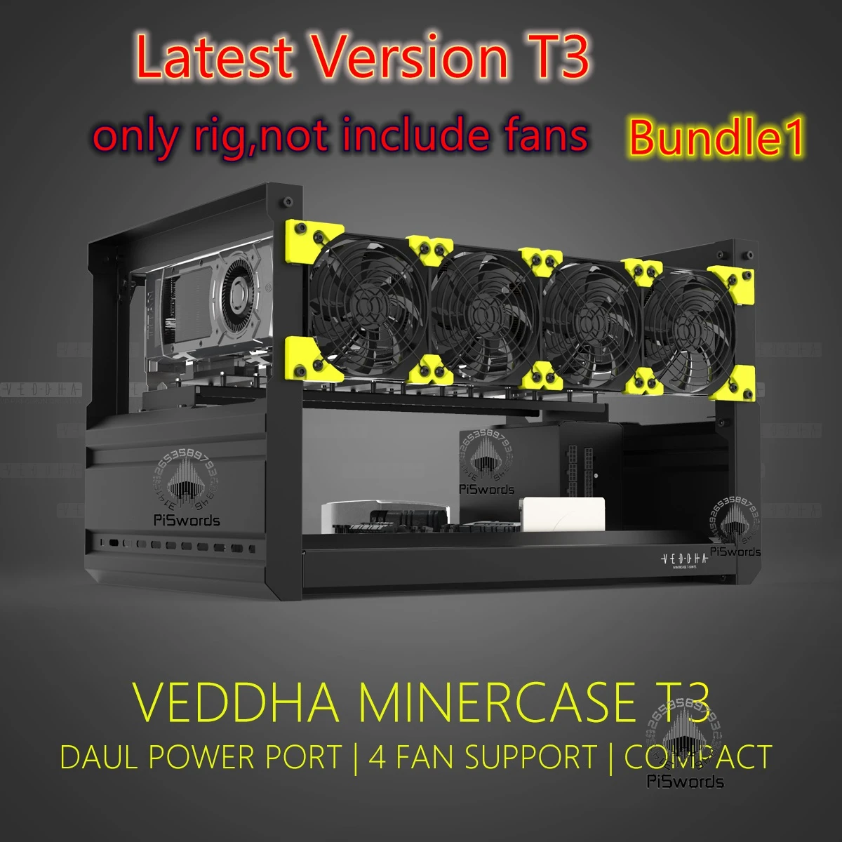 VEDDHA 6 GPU T3 Miner Mining Rig Aluminum Open Air Case AI Host ...
