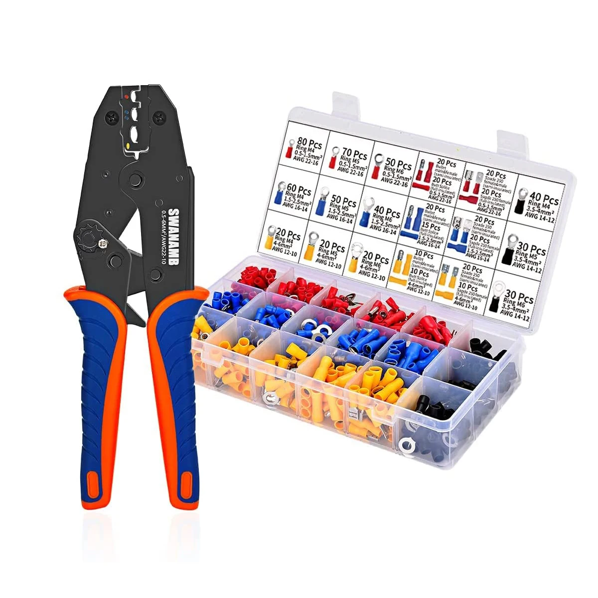 Wire-Terminals-Crimping-Tool-Set-Insulated-Ratcheting-Crimper-Kit-with ...