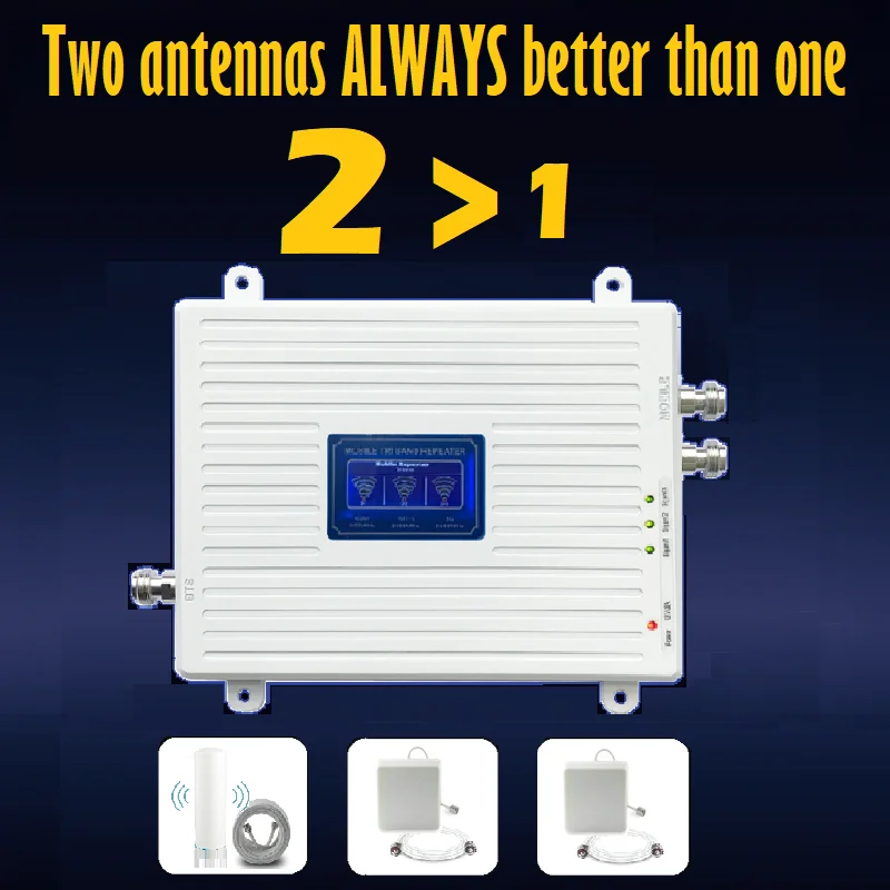 dual OUTPUT Signal Amplifier triBand Booster two antennas full Kit 4G ...