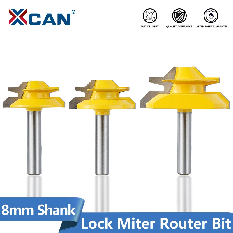 XCAN 45 Degree Lock Miter Router Bit Tenon Router Bit 8mm Shank For ...