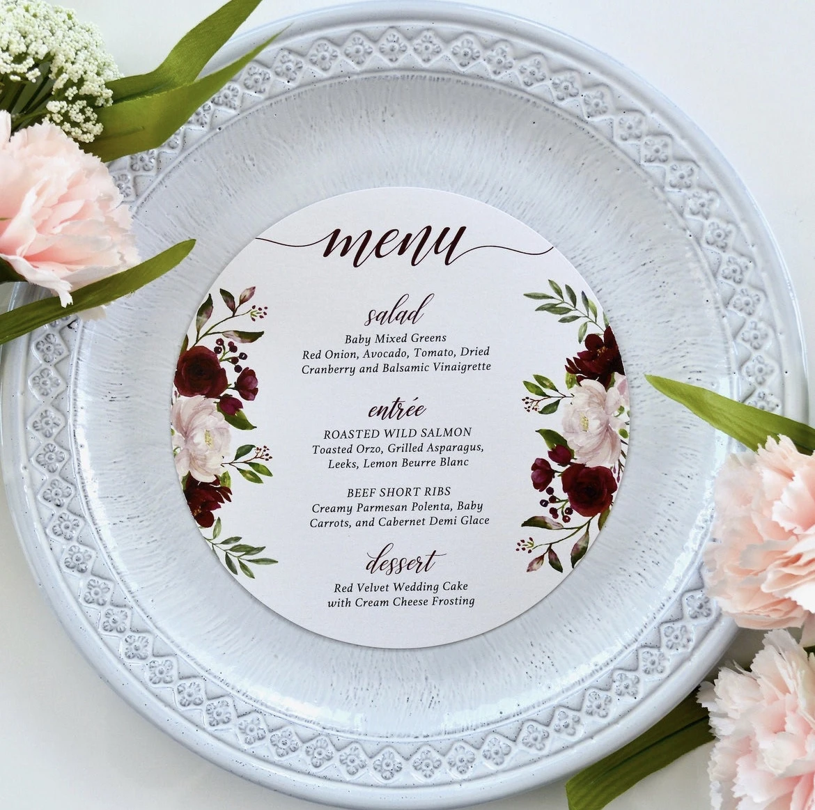 Round Dinner Menu Cards Templates