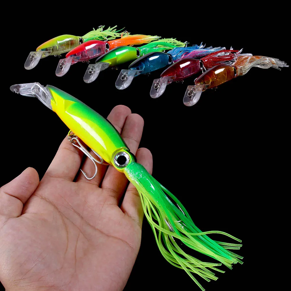 1pcs Sea Fishing Big Lure 10cm 16.5g / 14cm 42g Bionic Squid Lure ...