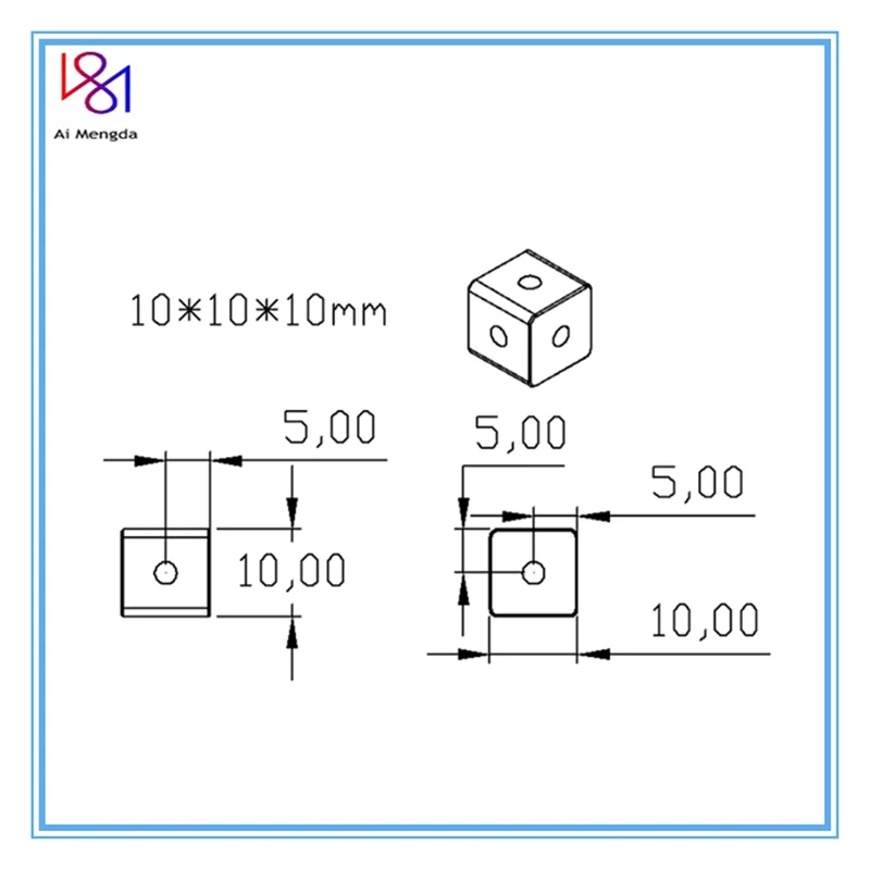 10x10x10mm or 10x10x6mm Six Sided Fixed Block Square Nut Acrylic Plate ...