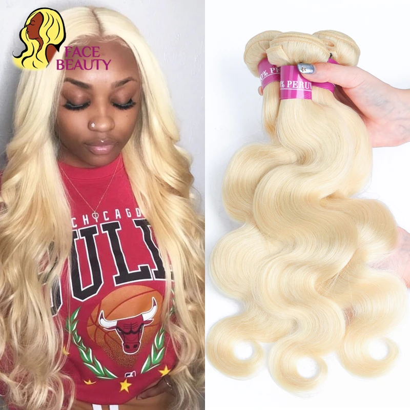 Facebeauty Color 613 Blonde Hair Weave 1/3/4 Bundles Peruvian Body Wave ...