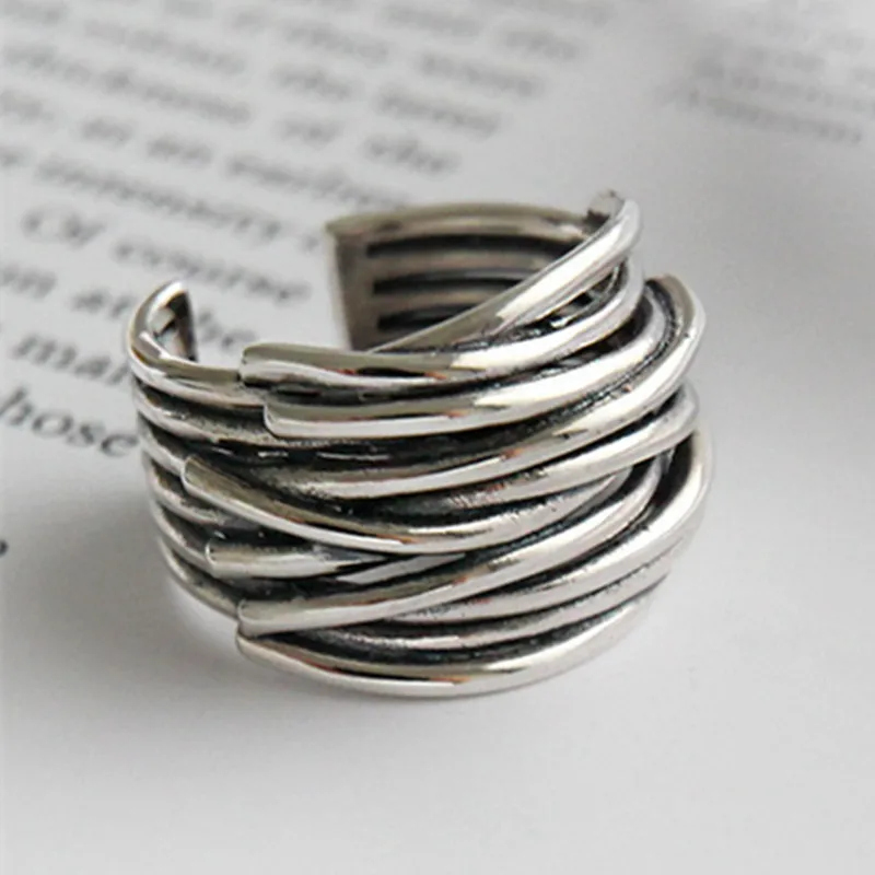 2021 Simple Style Silver Color Multilayer Line Ring For Women Gift ...