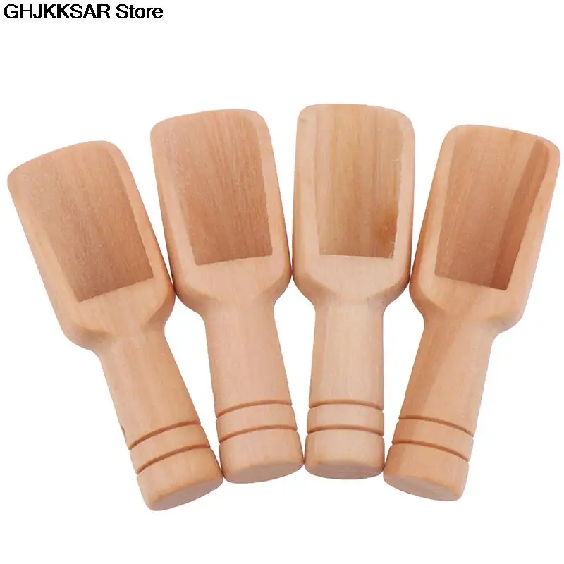 4pcs-Coffee-Tea-Mini-Sugar-Spoon-Wooden-Round-Handle-Scoop-Teaspoon ...