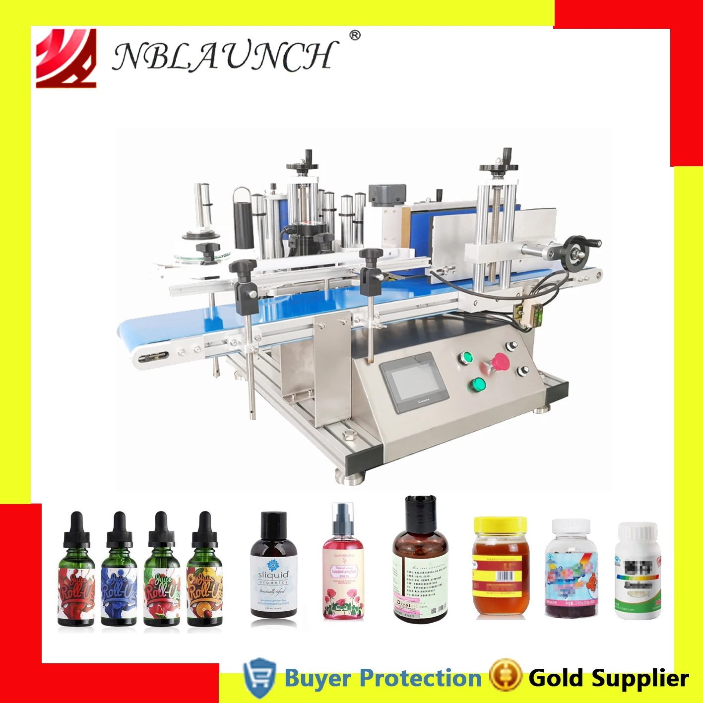 Automatic Round Bottle Labeling Machine Adhesive Sticker Labeller Cans ...