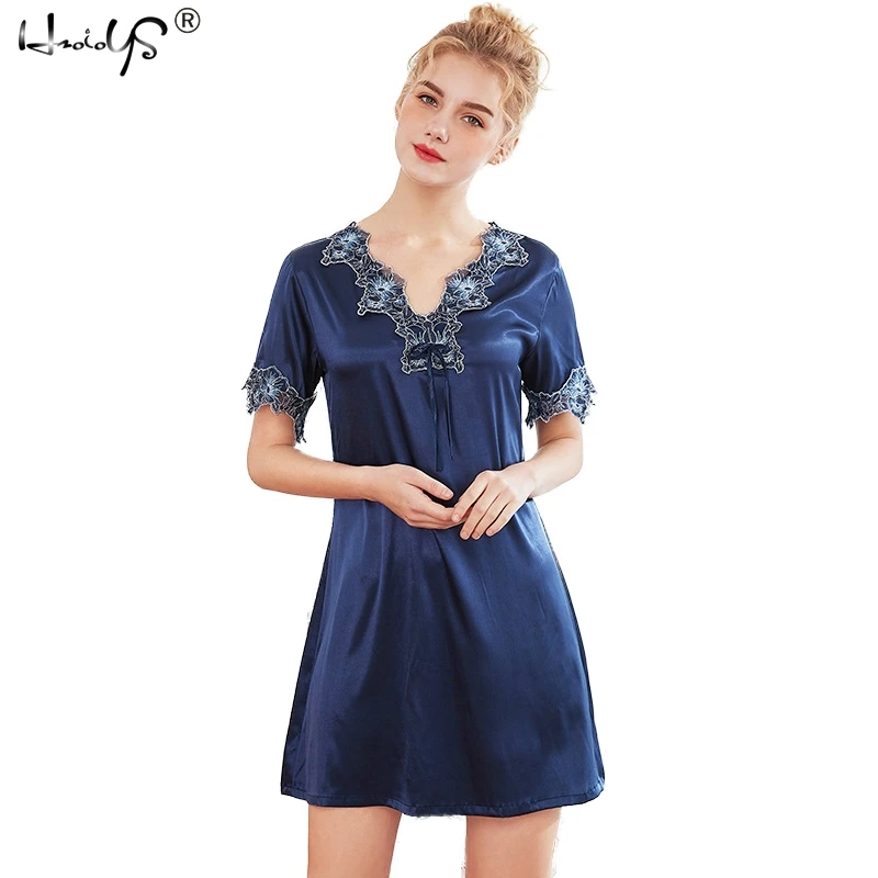 Sexy Ice Silk Satin Nightgown Women Nightwear Sexy Lingerie Plus Size Night Shirts Lazada PH ...